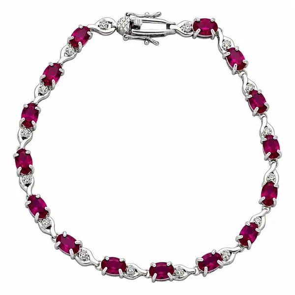 BELINDA JEWELZ Silver / Pink Elora Ruby Vintage Tennis Bracelet - Silver/pink