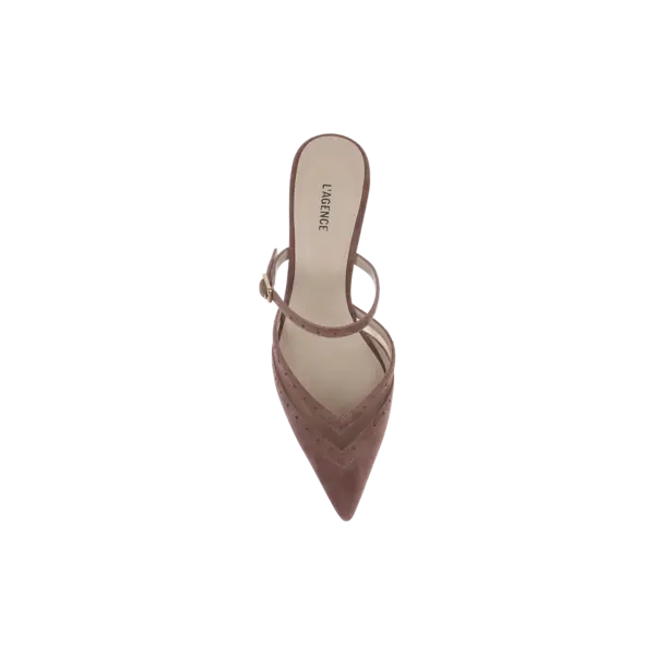 L'AGENCE Shelbie Kitten-heel Mule - Hazel Suede