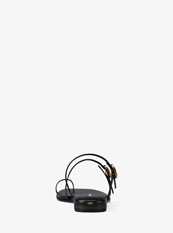 Michael Kors Kya Leather Flat Sandal - Black