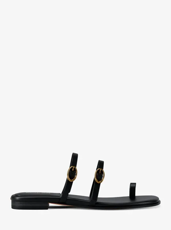 Michael Kors Kya Leather Flat Sandal - Black