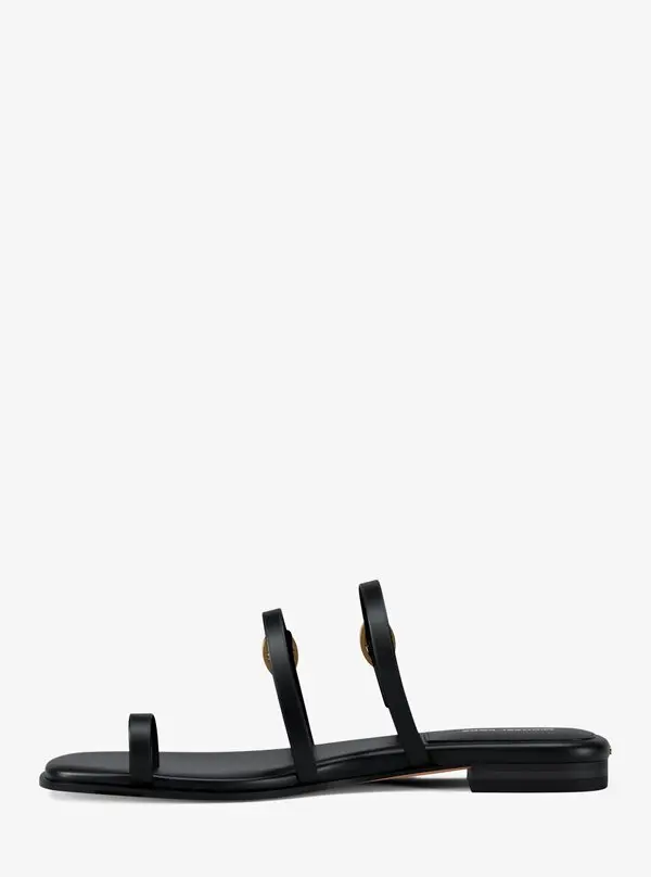 Michael Kors Kya Leather Flat Sandal - Black