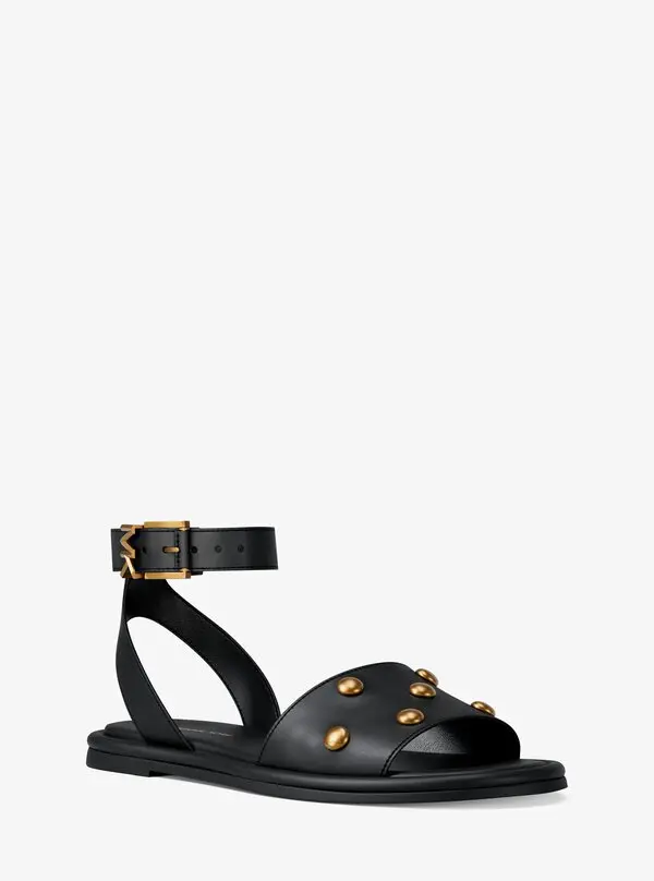 Michael Kors Rosetta Studded Leather Sandal - Black