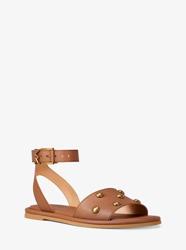 Michael Kors Rosetta Studded Leather Sandal - Brown