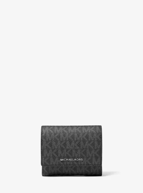 Michael Kors Hudson Signature Logo Wallet In By - Black