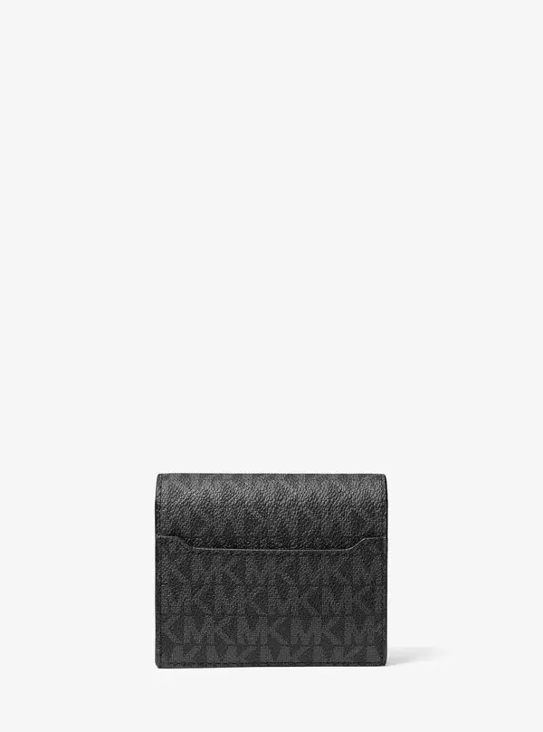 Michael Kors Hudson Signature Logo Wallet In By - Black