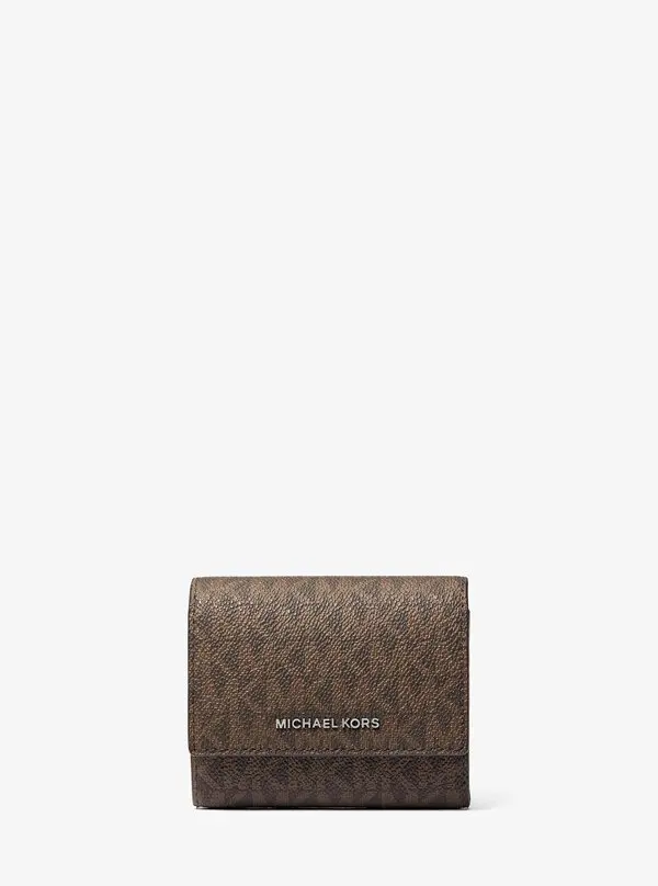 Michael Kors Hudson Signature Logo Wallet In By - Brown