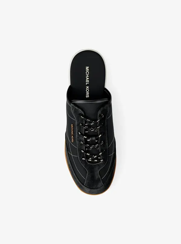 Michael Kors Nolan Nylon And Suede Mule - Black