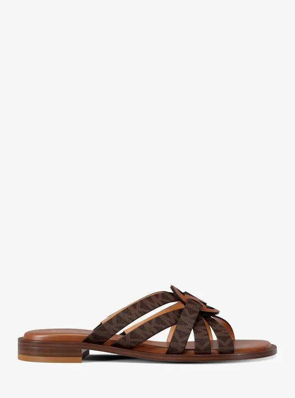 Michael Kors Erika Logo And Leather Criss-cross Sandals