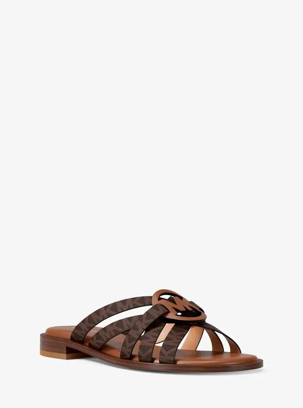Michael Kors Erika Logo And Leather Criss-cross Sandals
