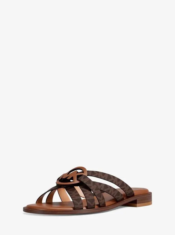Michael Kors Erika Logo And Leather Criss-cross Sandals