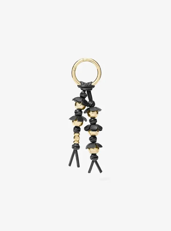 Michael Kors Embellished Floral Bag Charm In By - Black