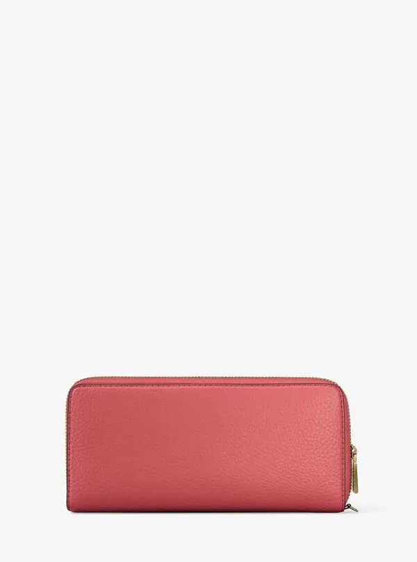 Michael Kors Jet Set Travel Large Pebbled Leather Continental Wallet In By - Pink