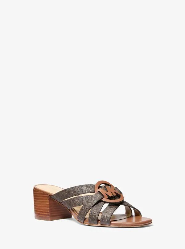 Michael Kors Erika Signature Logo Mid Heel Sandals