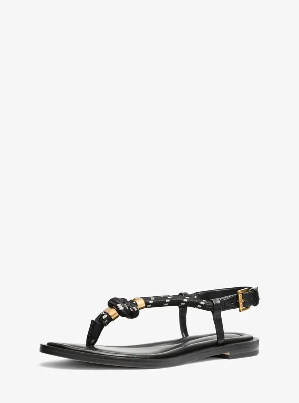 Michael Kors Hera Corded Leather Thong Sandals - Black