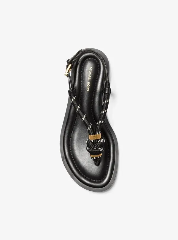 Michael Kors Hera Corded Leather Thong Sandals - Black