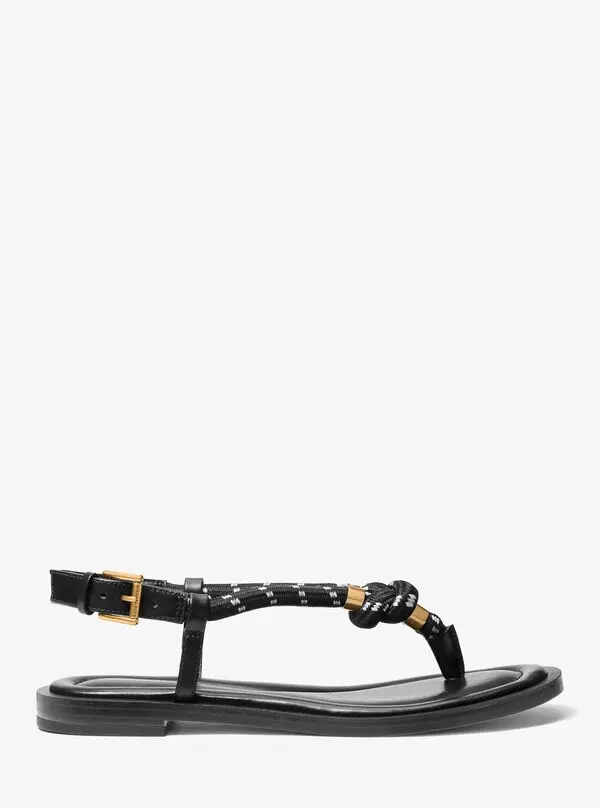 Michael Kors Hera Corded Leather Thong Sandals - Black