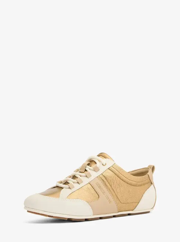 Michael Kors Keely Color-block Metallic Leather Trainers - Gold