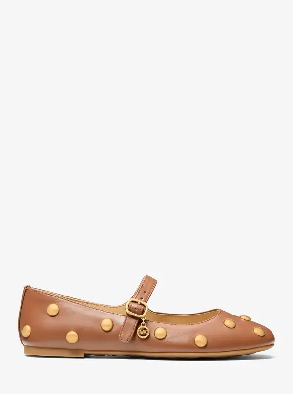 Michael Kors Nellie Flex Studded Leather Ballet Flats - Brown