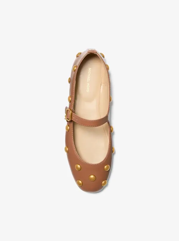 Michael Kors Nellie Flex Studded Leather Ballet Flats - Brown