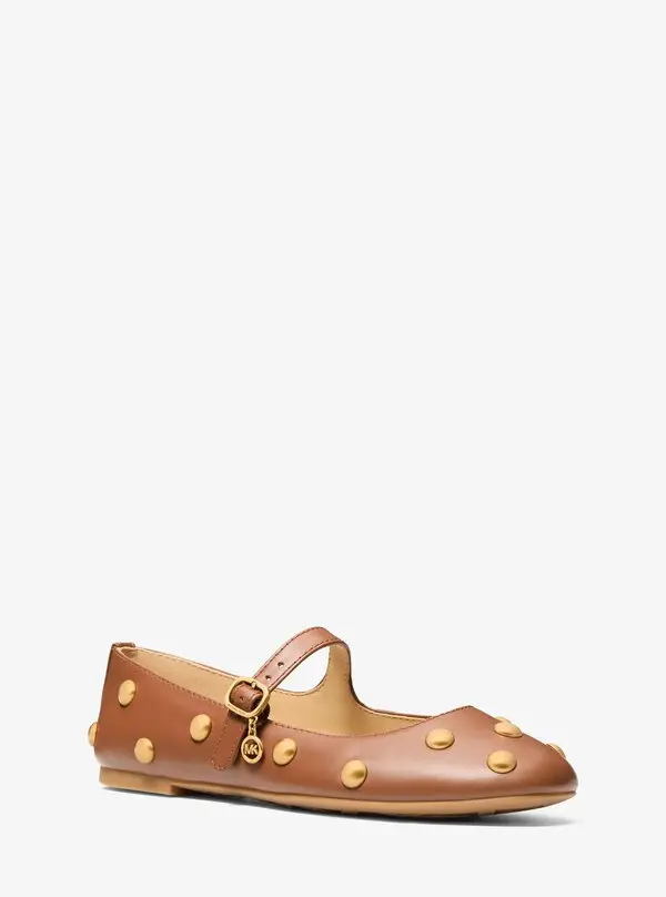 Michael Kors Nellie Flex Studded Leather Ballet Flats - Brown