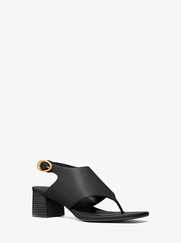 Michael Kors Kya Flex Leather Thong Sandal - Black