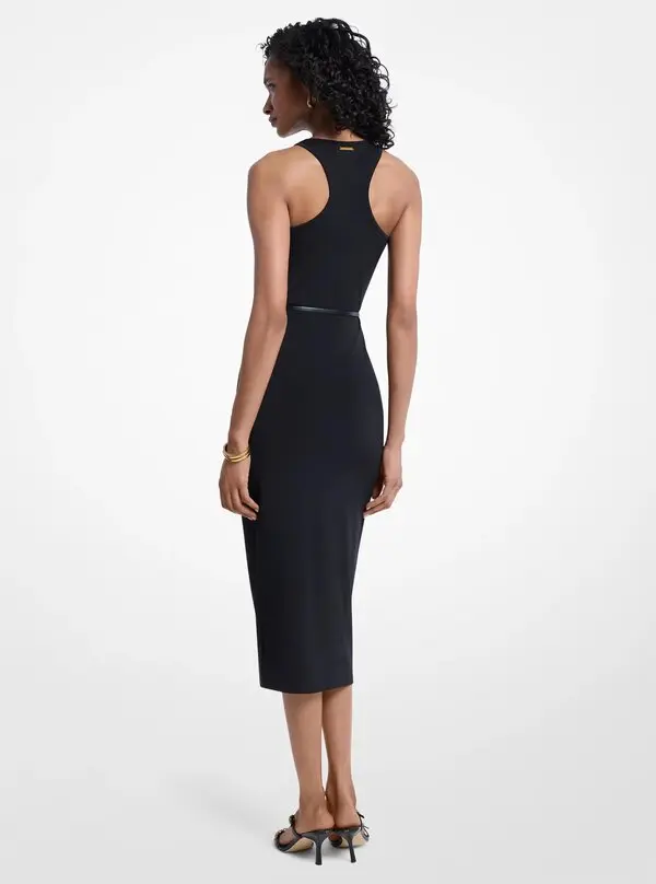 Michael Kors Belted Stretch Matte Jersey Racerback Tank Dress
