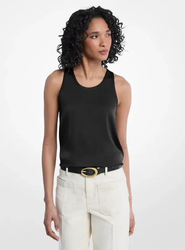 Michael Kors Satin Racerback Tank Top - Black
