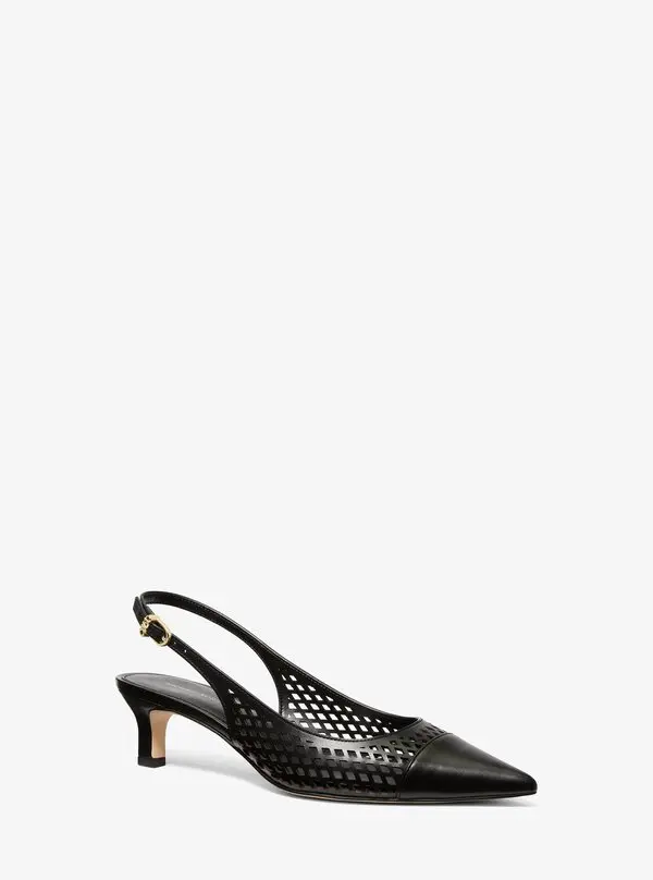 Michael Kors Amara Laser-cut Leather Slingback Pumps - Black
