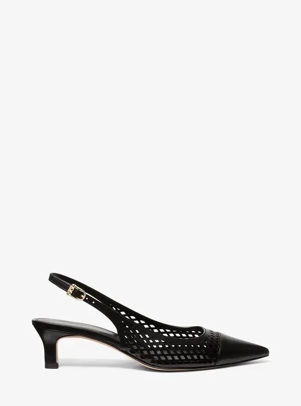 Michael Kors Amara Laser-cut Leather Slingback Pumps - Black