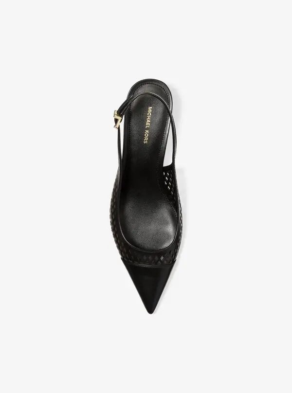Michael Kors Amara Laser-cut Leather Slingback Pumps - Black