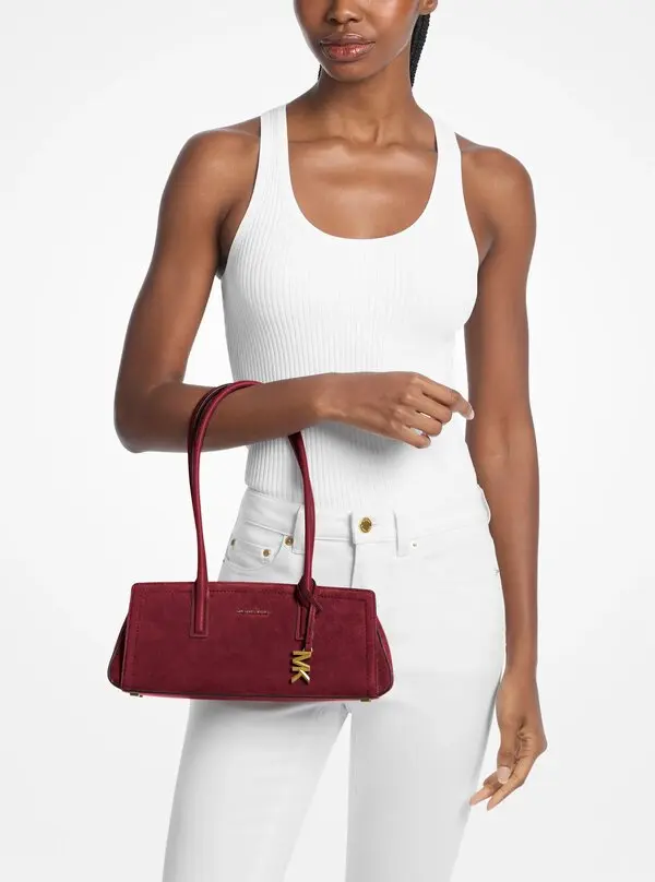 Michael Kors Laila Small Suede Shoulder Bag - Red