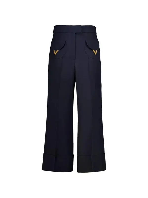 Valentino Garavani Vlogo Signature Turn-up Cuff Trousers - Blue