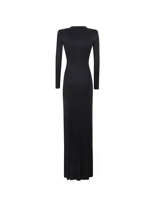 Elisabetta Franchi Gathered Maxi Dress With Gold-tone Hardware - Black