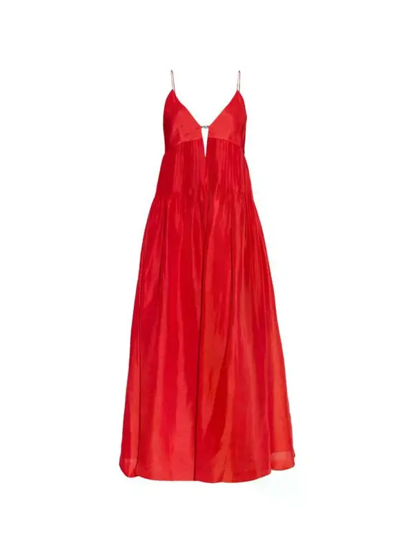 Tory Burch Double T-detail Pleated Maxi Dress