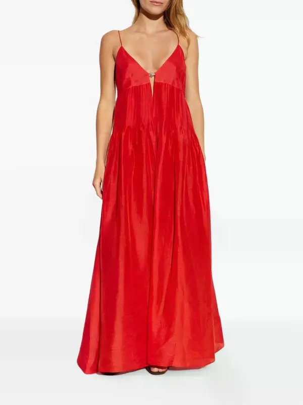 Tory Burch Double T-detail Pleated Maxi Dress
