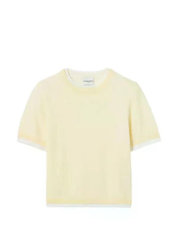 Claudie Pierlot Short-sleeved Knit Jumper With Scalloped Trim - Blue