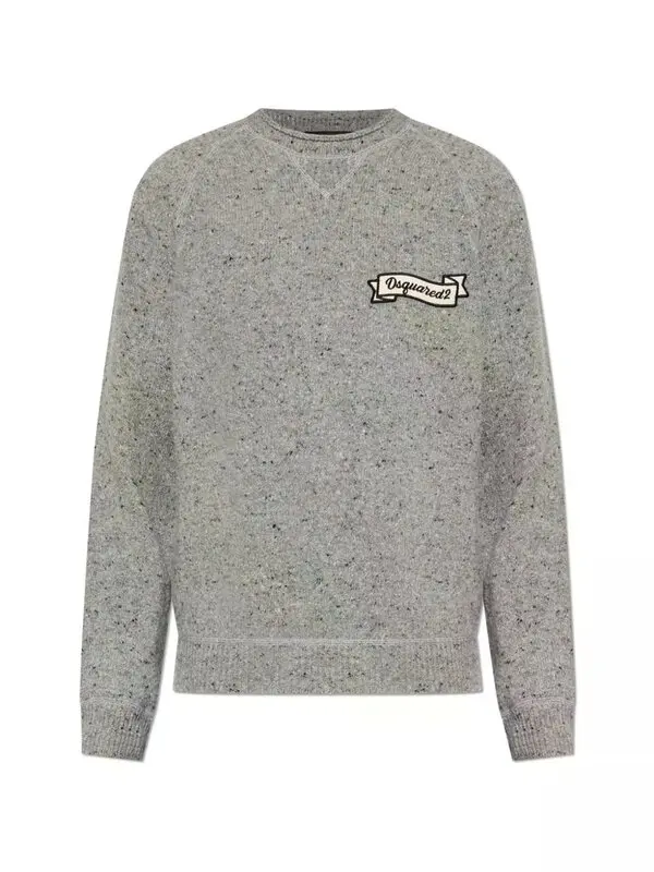 Dsquared2 Logo Patch Flecked Sweater - Grey