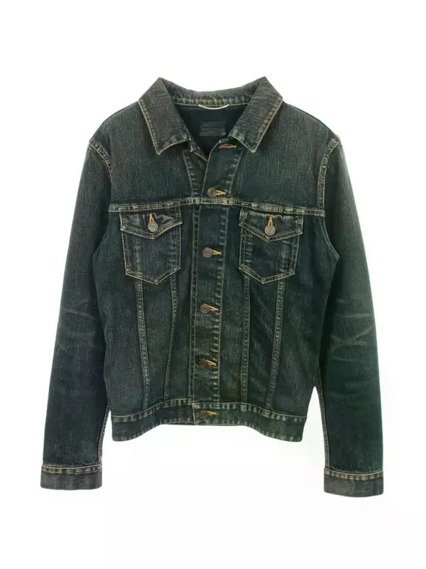 Saint Laurent Dead Rat Beaded Denim Jacket - Blue