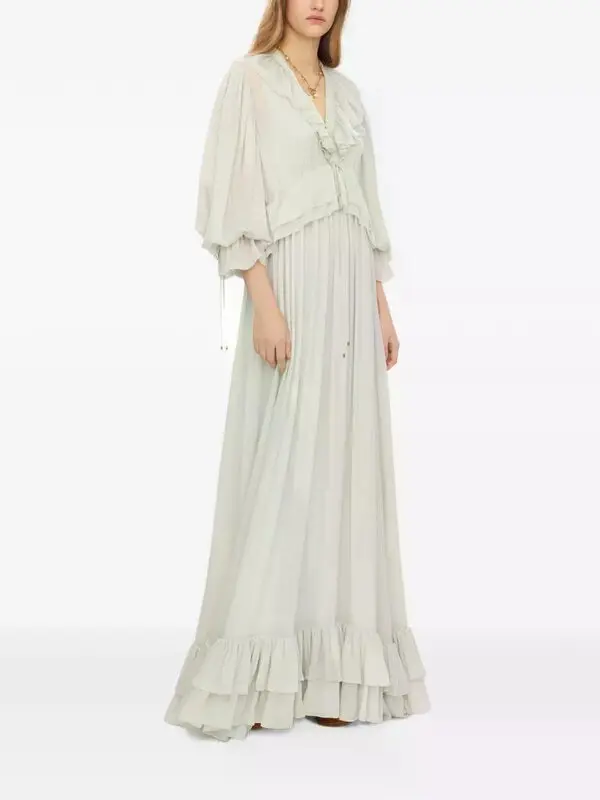 Chloé Ruffled Silk-charmeuse Maxi Dress - Grey