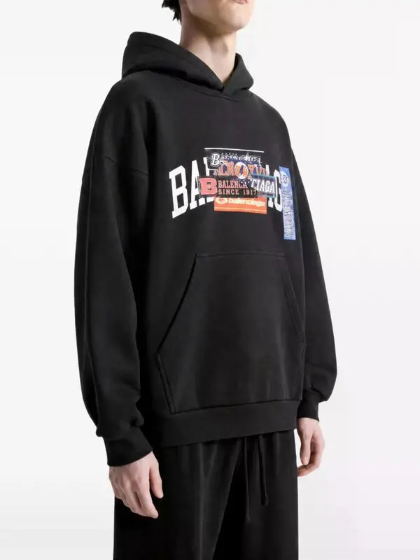 Balenciaga Logo Print Cotton Hoodie