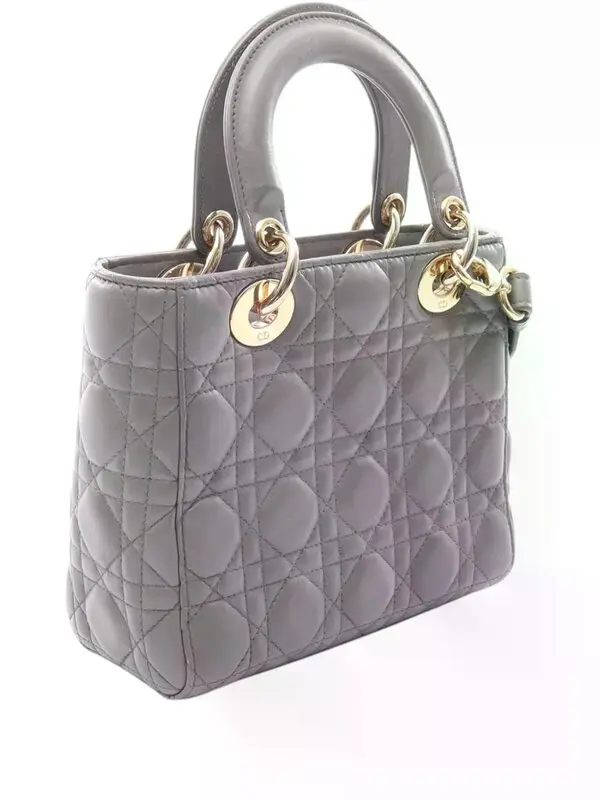 Dior Lambskin Cannage Lady Satchel - Grey