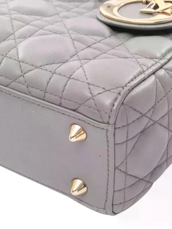 Dior Lambskin Cannage Lady Satchel - Grey