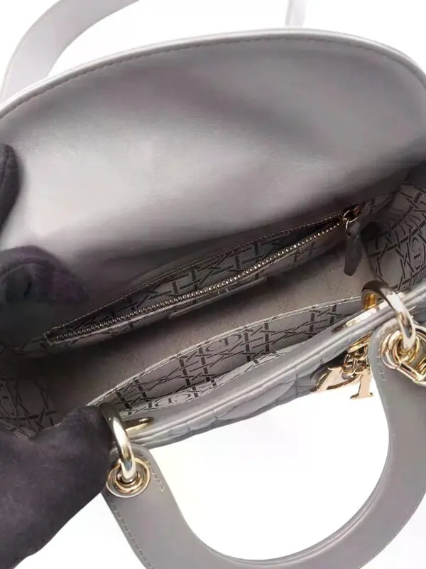 Dior Lambskin Cannage Lady Satchel - Grey