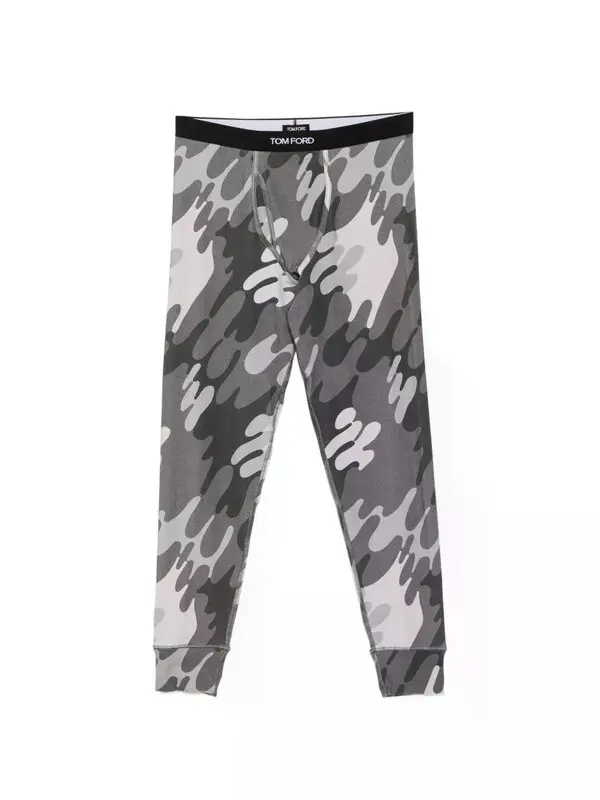 TOM FORD Camouflage-print Logo-waistband Long Johns - Grey