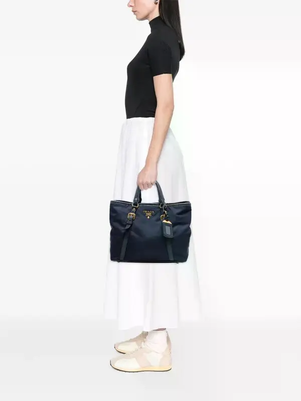 Prada Vitello Daino Trimmed Tessuto Satchel