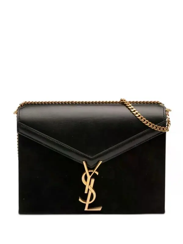 Saint Laurent Suede And Calfskin Monogram Cassandra Bag - Black