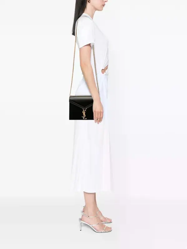 Saint Laurent Suede And Calfskin Monogram Cassandra Bag - Black