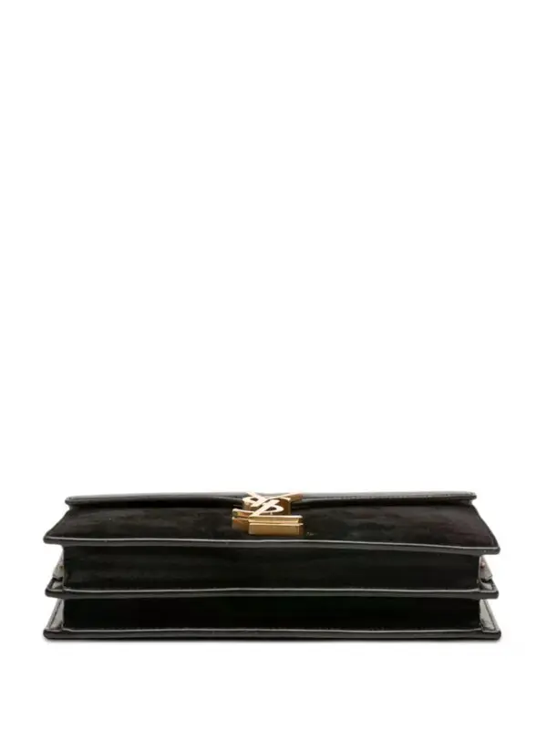 Saint Laurent Suede And Calfskin Monogram Cassandra Bag - Black