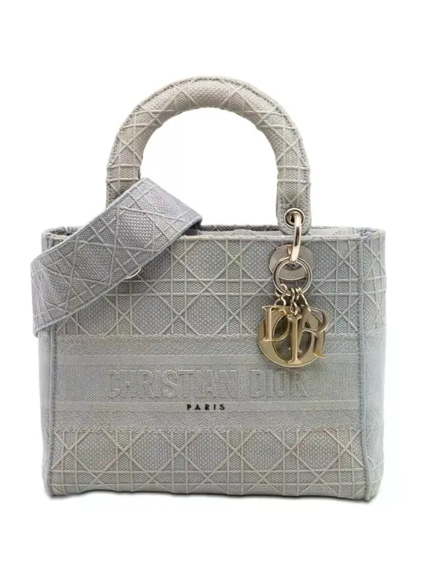 Dior Medium Lady D Lite Satchel - Grey