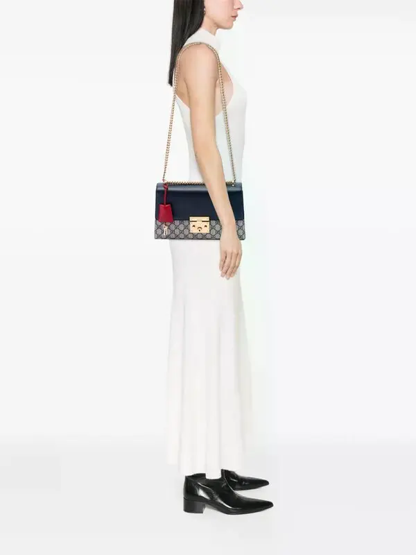 Gucci Gg Supreme Padlock Shoulder Bag - Blue